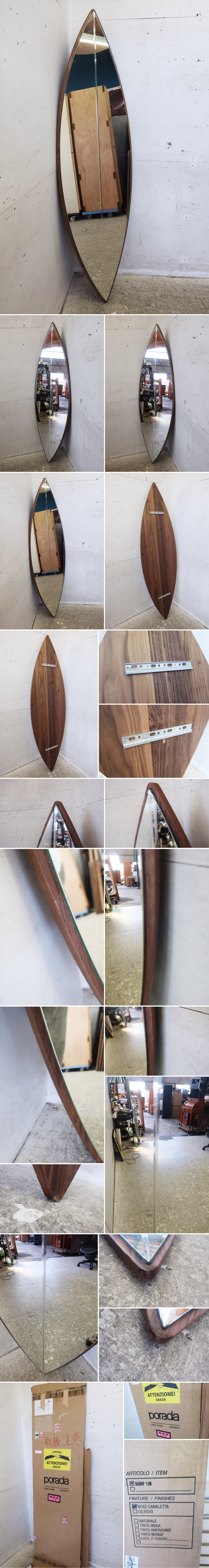 代購代標第一品牌－樂淘letao－ P049 展示品 アクタス イタリア porada/ポラダ SURF1 MIRROR/サーフ1ミラー ウォールナット/無垢材 壁掛け モダン 12.5万円